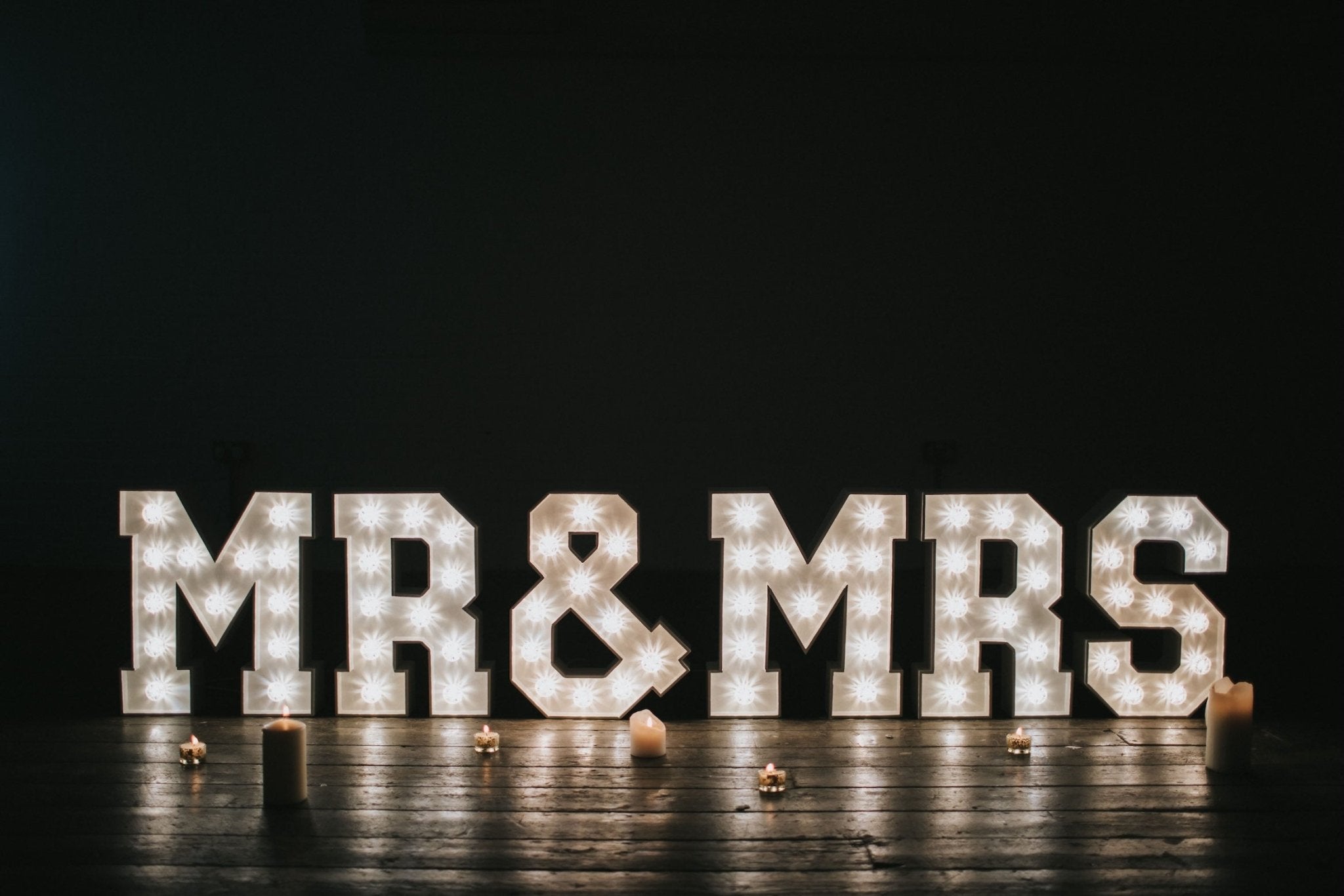 4ft Light Up MR & MRS Letters | Large Marquee Wedding Letters for Hire